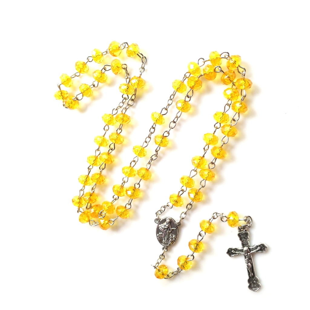 Necvior Imitation Crystal Beads Rosary Catholic Necklace for Women Girl ...