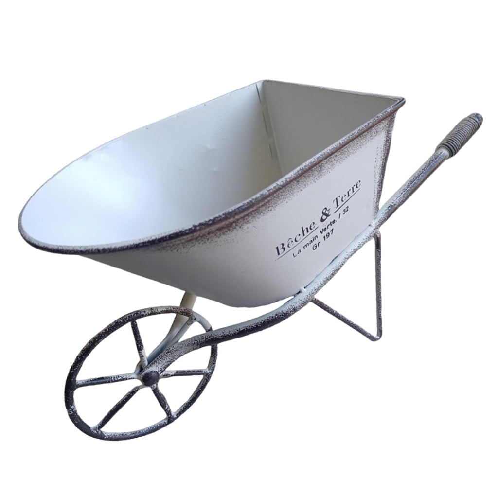 Necvior Iron Wagon Wheelbarrow Vintage Small Planter Flower Pots Cart ...