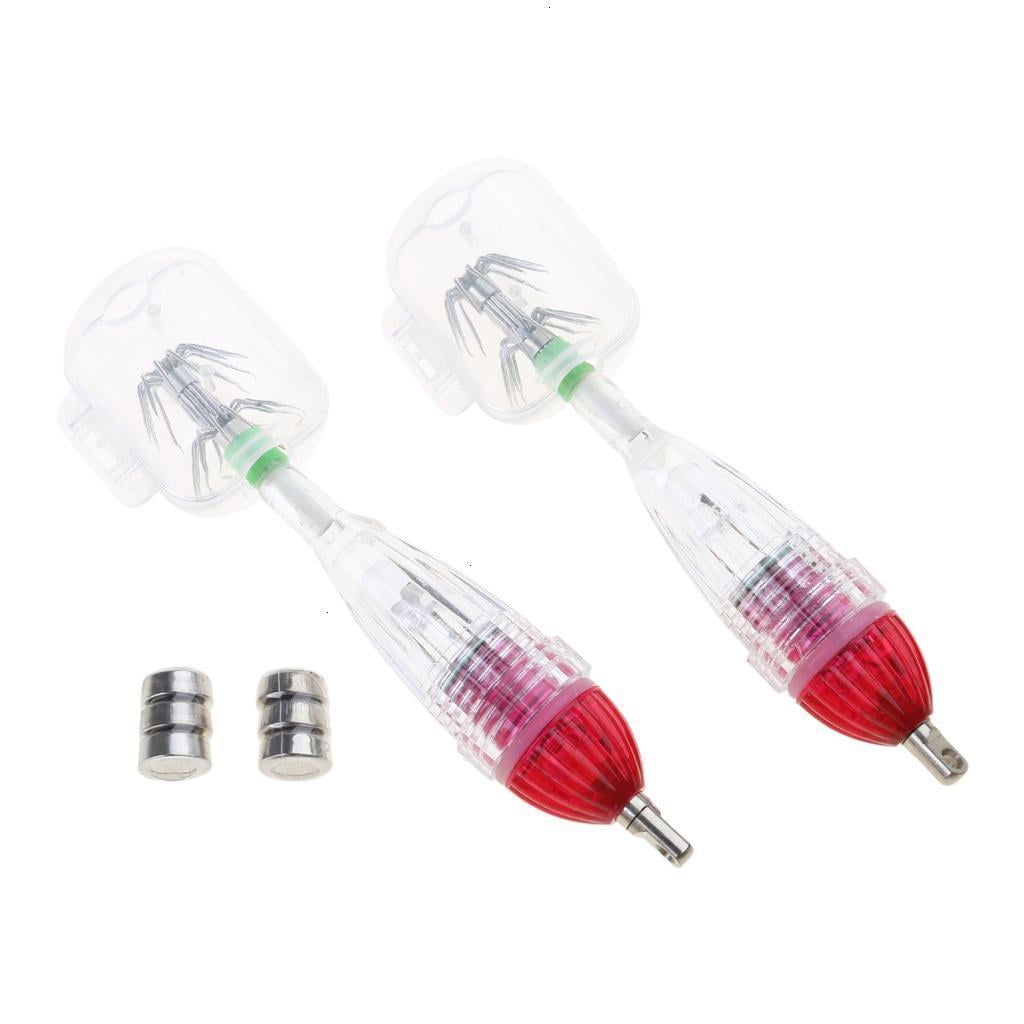 Necvior LED Fish Lure Light with Hooks 2x Underwater Lights Squid Lure ...