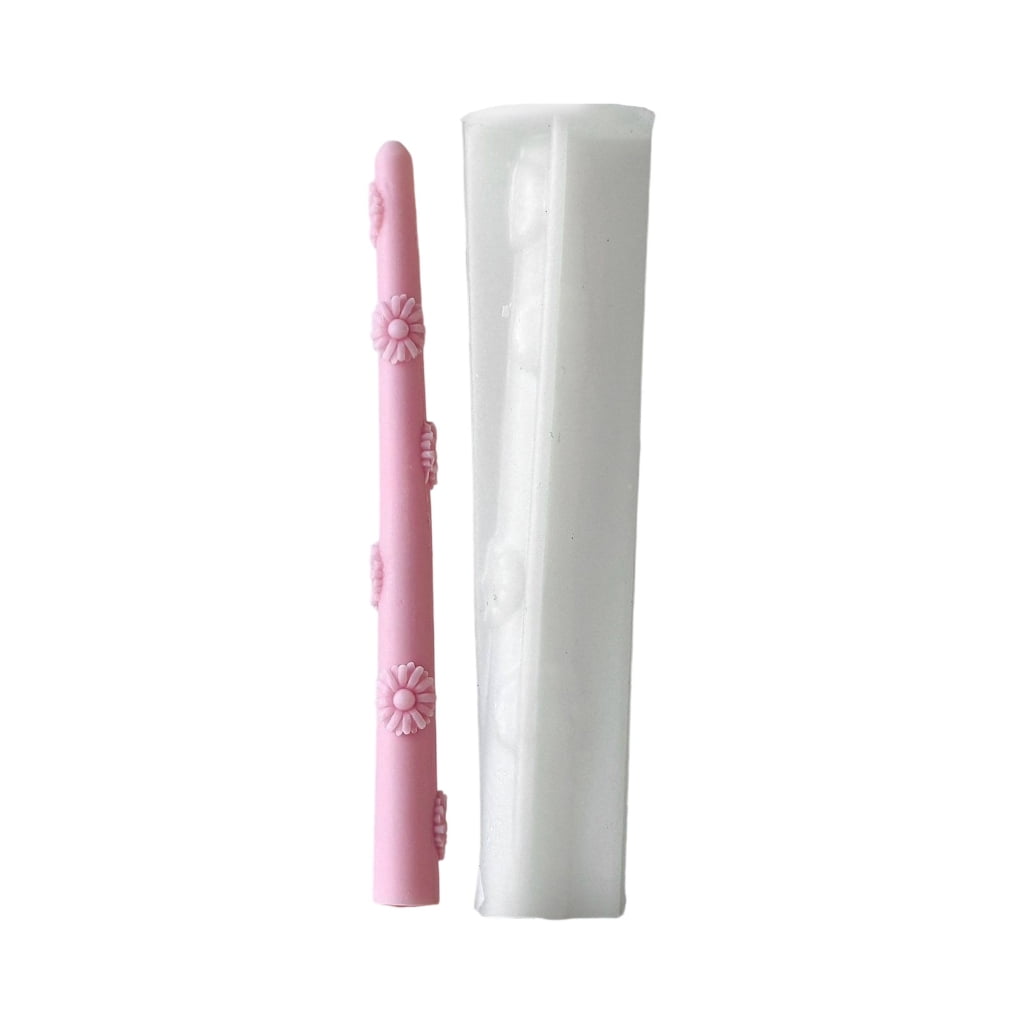 Necvior Long Candle Mold Silicone Texture Crafting Moulds for Candle ...