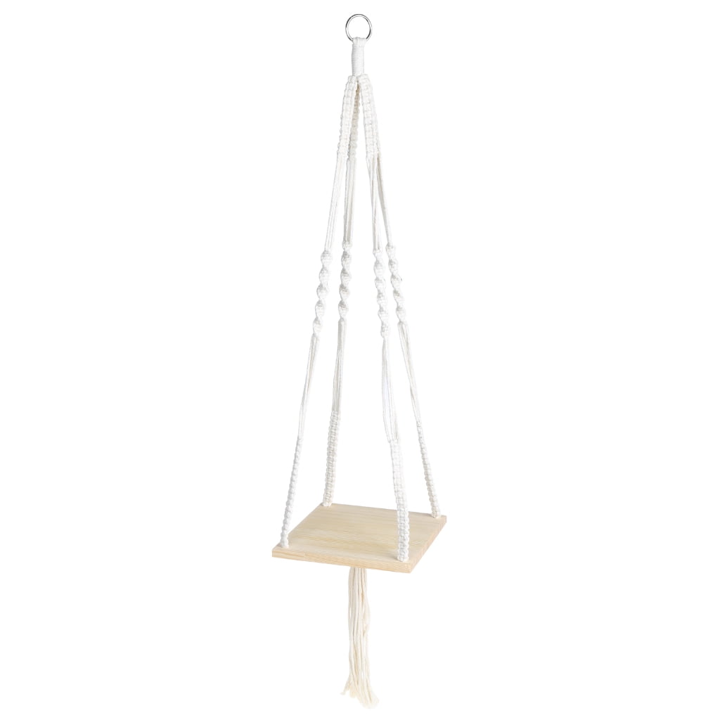 Necvior Macrame Plant Hanger with Square Wooden Plate Tray Hanging ...