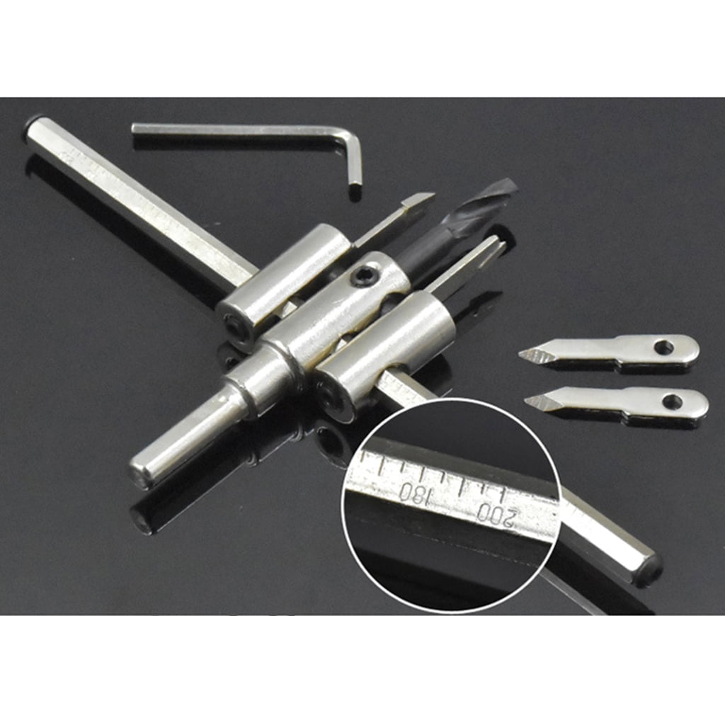 Necvior Mini Adjustable Metal Wood Circular Hole Drill Bit Cutter Kit Diy Tool 30mm-120mm Alloy ...