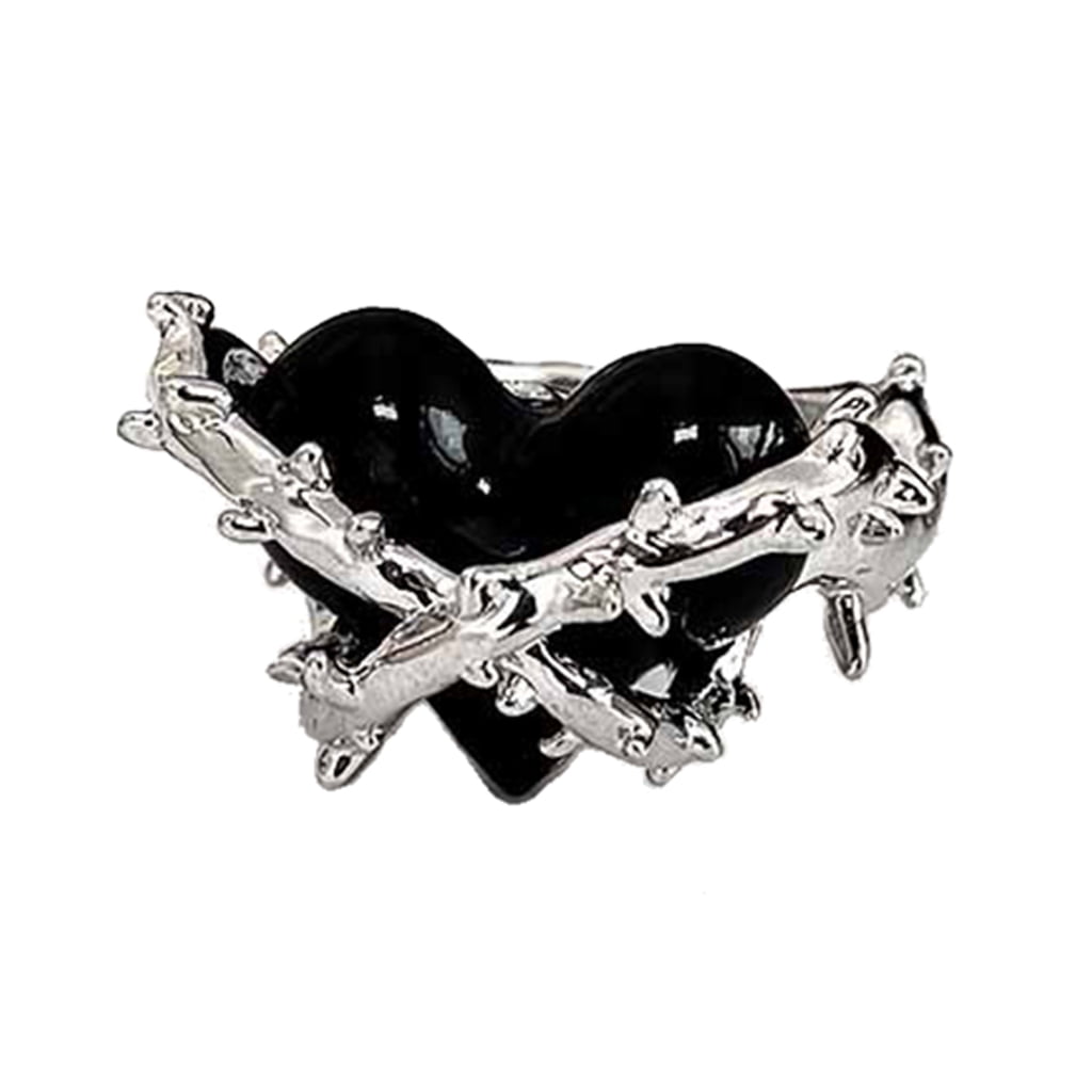Necvior Niche Design Ring Imprisoned Heart Irregular Metal Thorns Love ...