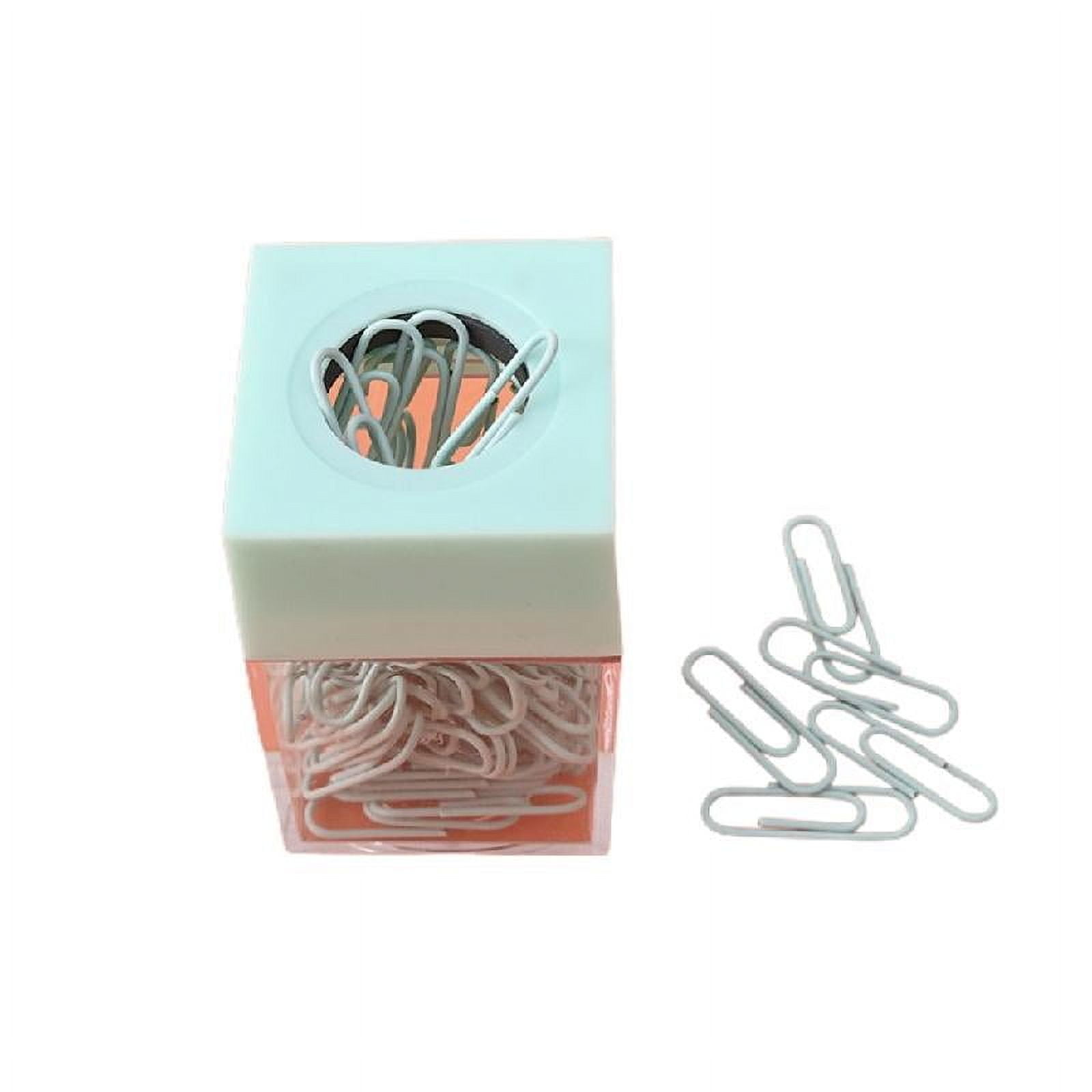 Necvior Paper Clip Dispenser Box with 18 Pieces Metal Paper Clips ...