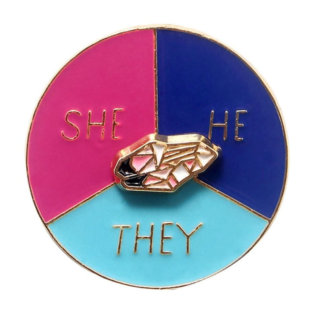 Necvior Pronoun Badges Pins Gender Identity Brooch Button He She They ...