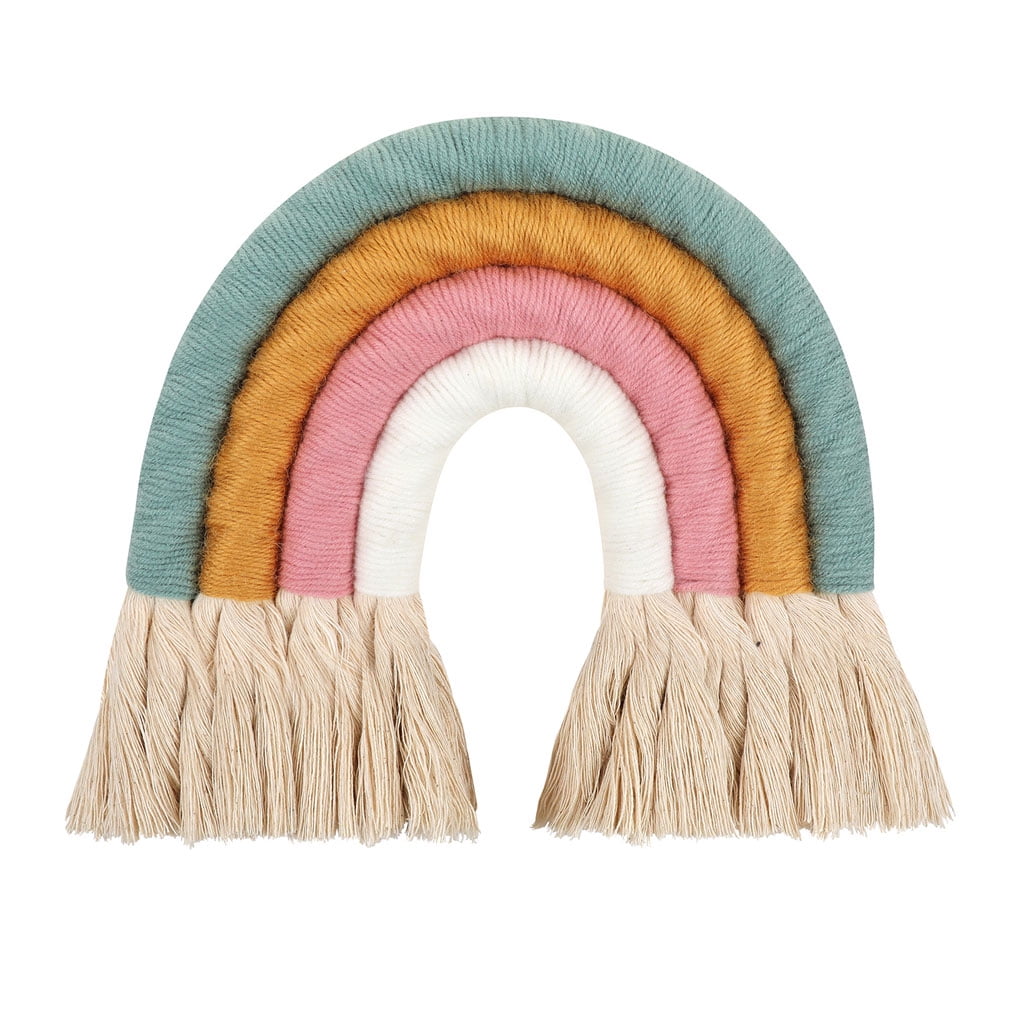 Necvior Rainbow Macrame Woven Boho Rainbow Wall Hanging with Tassels ...