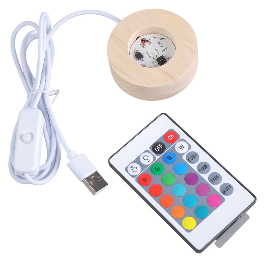 Necvior Resin Display Wood Adjustable RGB LED Light Base DIY Night ...