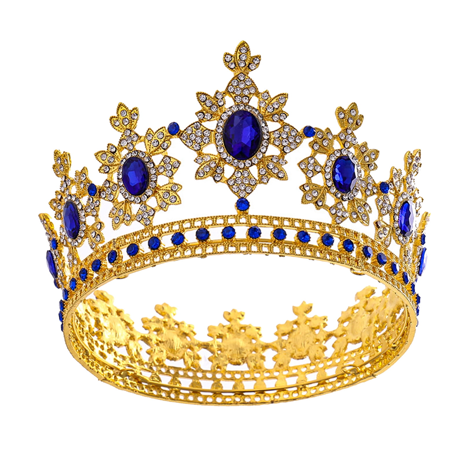 Necvior Royal Queen King Crowns Gold Tiaras Baroque Round Crown Diadem ...