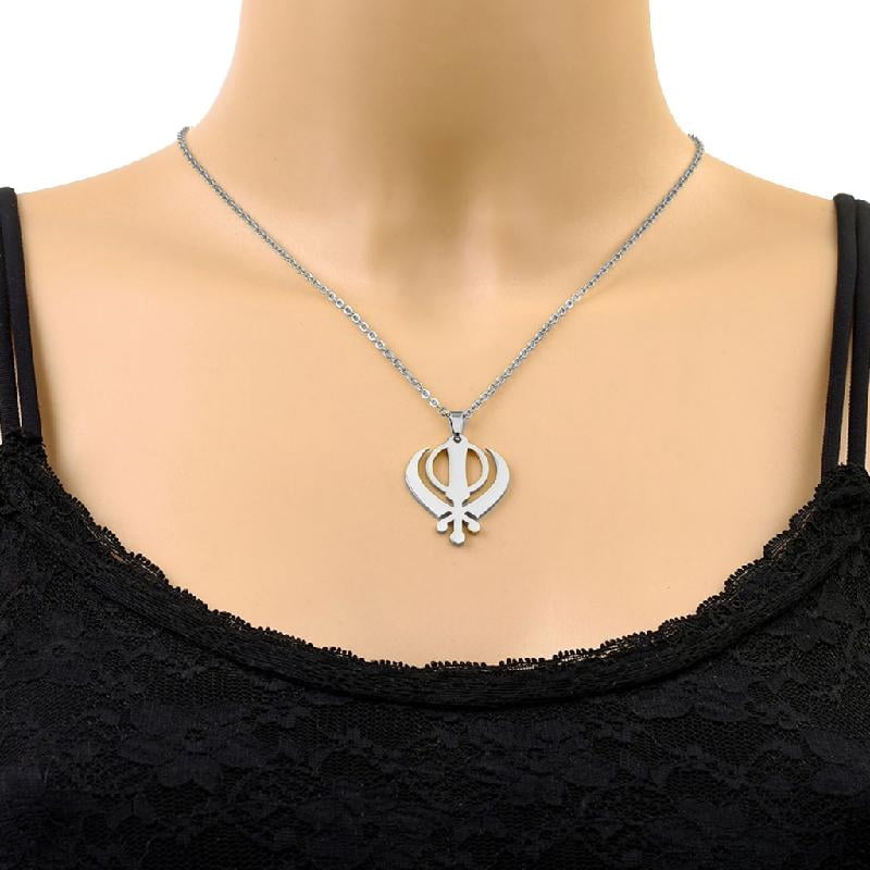 Necvior Sikhism Symbol Pendant Necklace Stylish Religious Neckchain ...