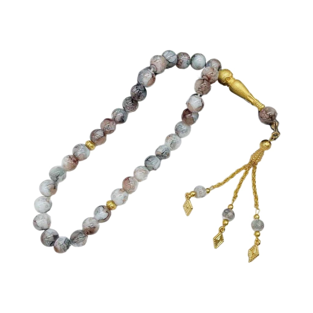 Necvior Sleek Black Glass Islamic Tasbih 33 Bead Rosary for Daily ...