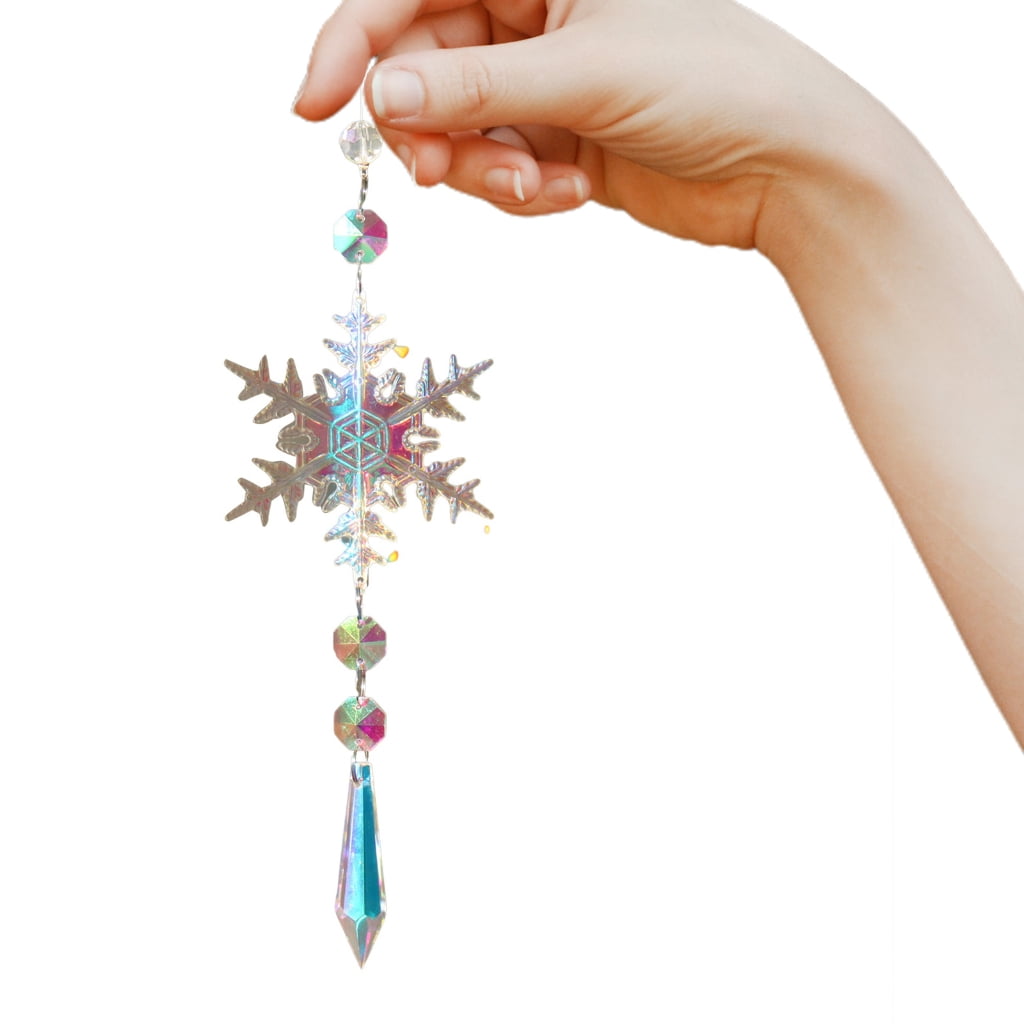 Necvior Snowflake Crystal Suncatchers with Sparkling Feng Shui Colorful ...
