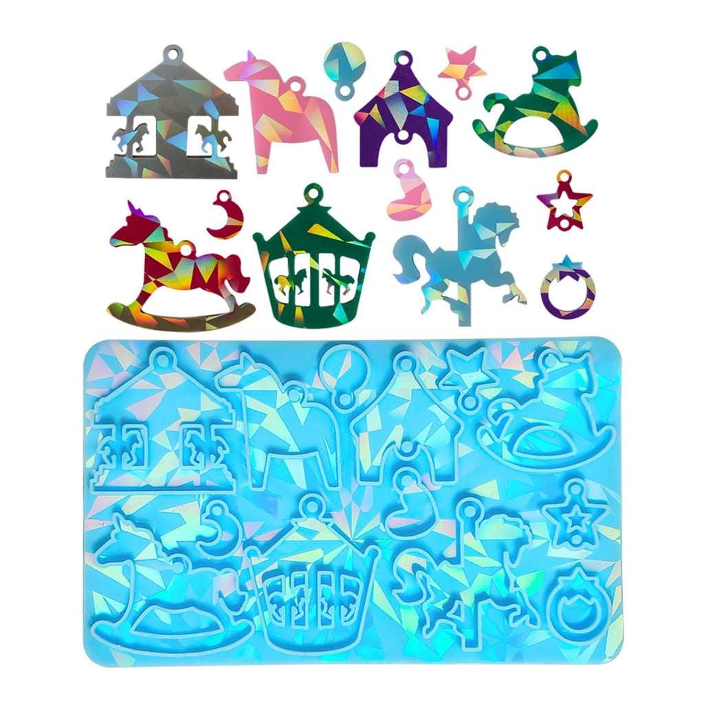Necvior Sparking Merry-Go-Round Silicone Mold Holographic Carousel ...
