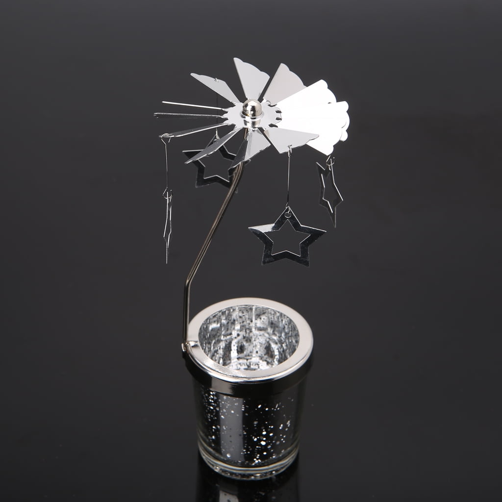 Necvior Spinning Tea Light Cup Romantic Candlestick Ornament for ...