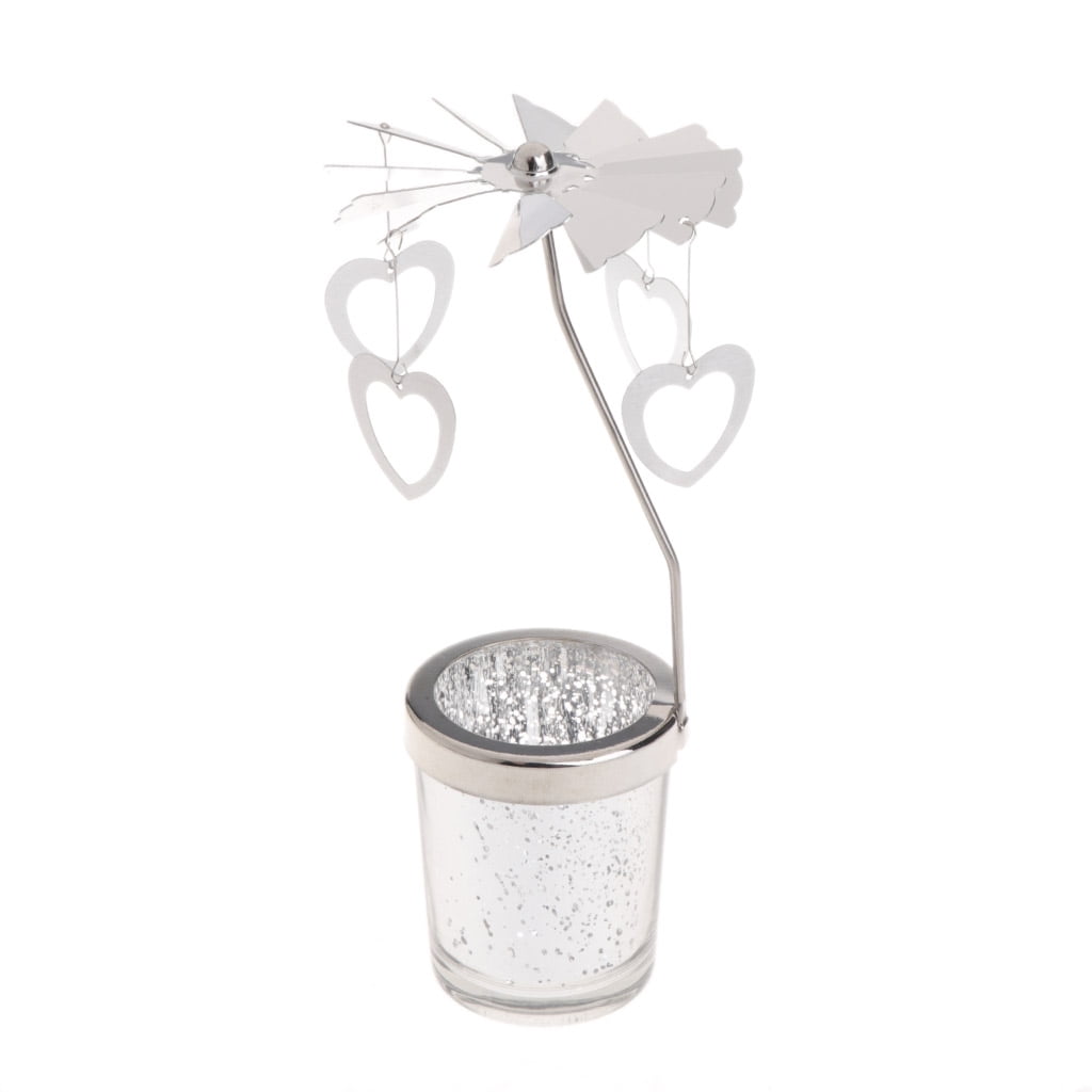 Necvior Spinning Tea Light Cup Romantic Candlestick Ornament for ...