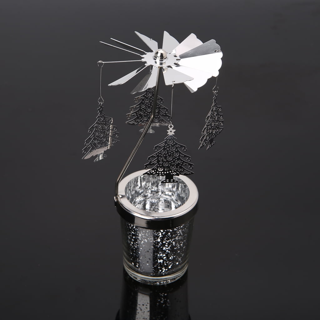 Necvior Spinning Tea Light Cup Romantic Candlestick Ornament for ...