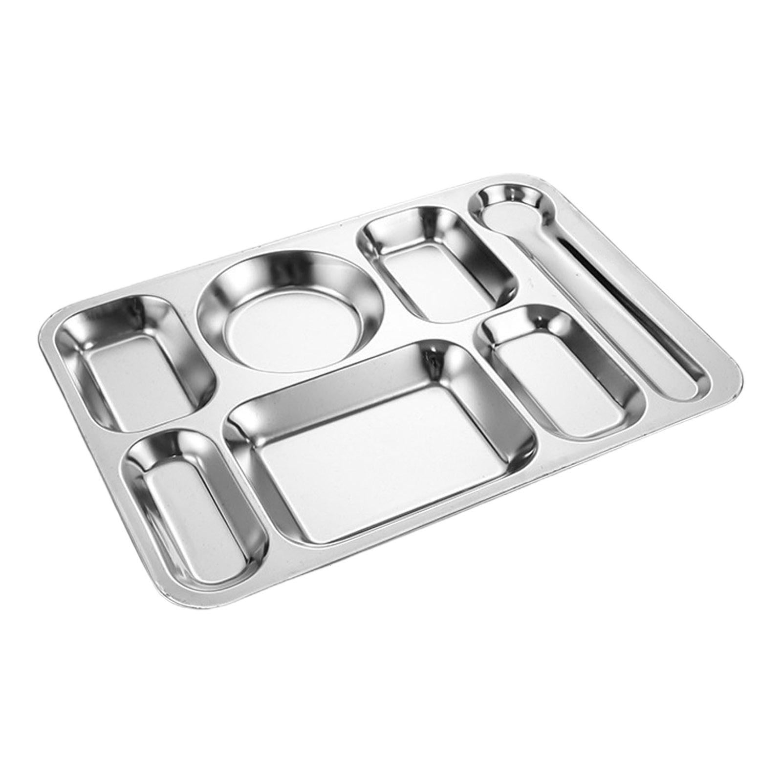 Necvior Stainless Steel Divided Plates Mess Food Sectioned Tray with ...