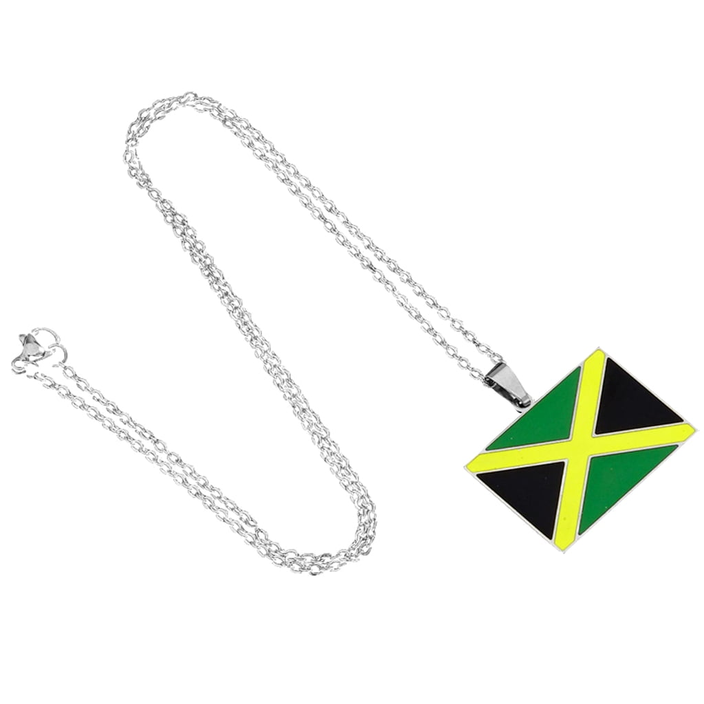 Necvior Stainless Steel Jamaica Flag Pendant Necklace Stylish Jamaica ...