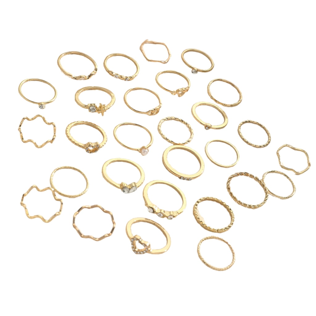 Necvior Stylish 28 Pieces Multipurpose Heart Waving Rings Set Designs ...
