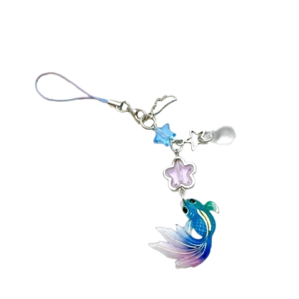 Necvior Stylish Fish Star Bead Phone Lanyard Handmade Resin Texture ...