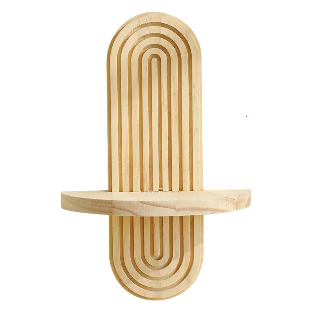 Necvior Stylish Wooden Wall Mount Arched Shelf Home Storage Display ...