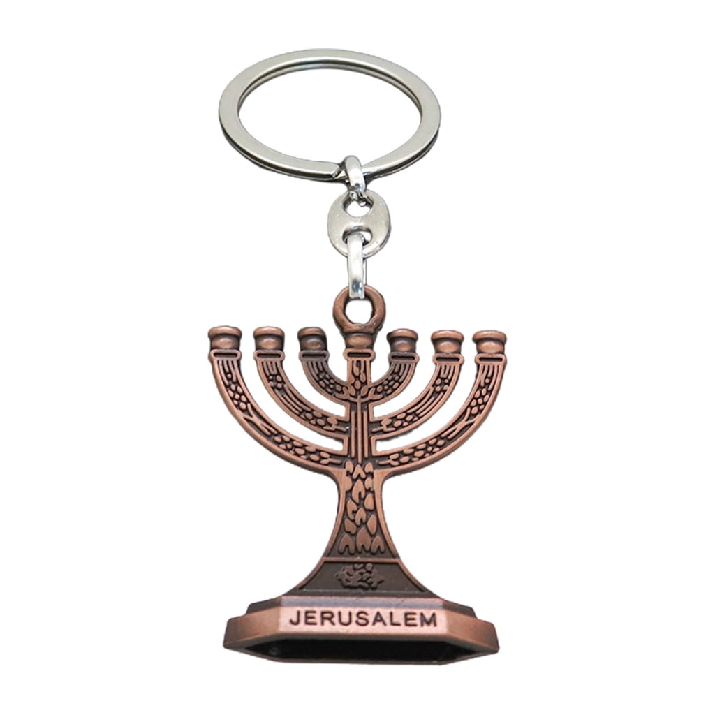 Necvior Traditional Menorah 7 Branch Jewish Candle Holder Keychain 12 ...