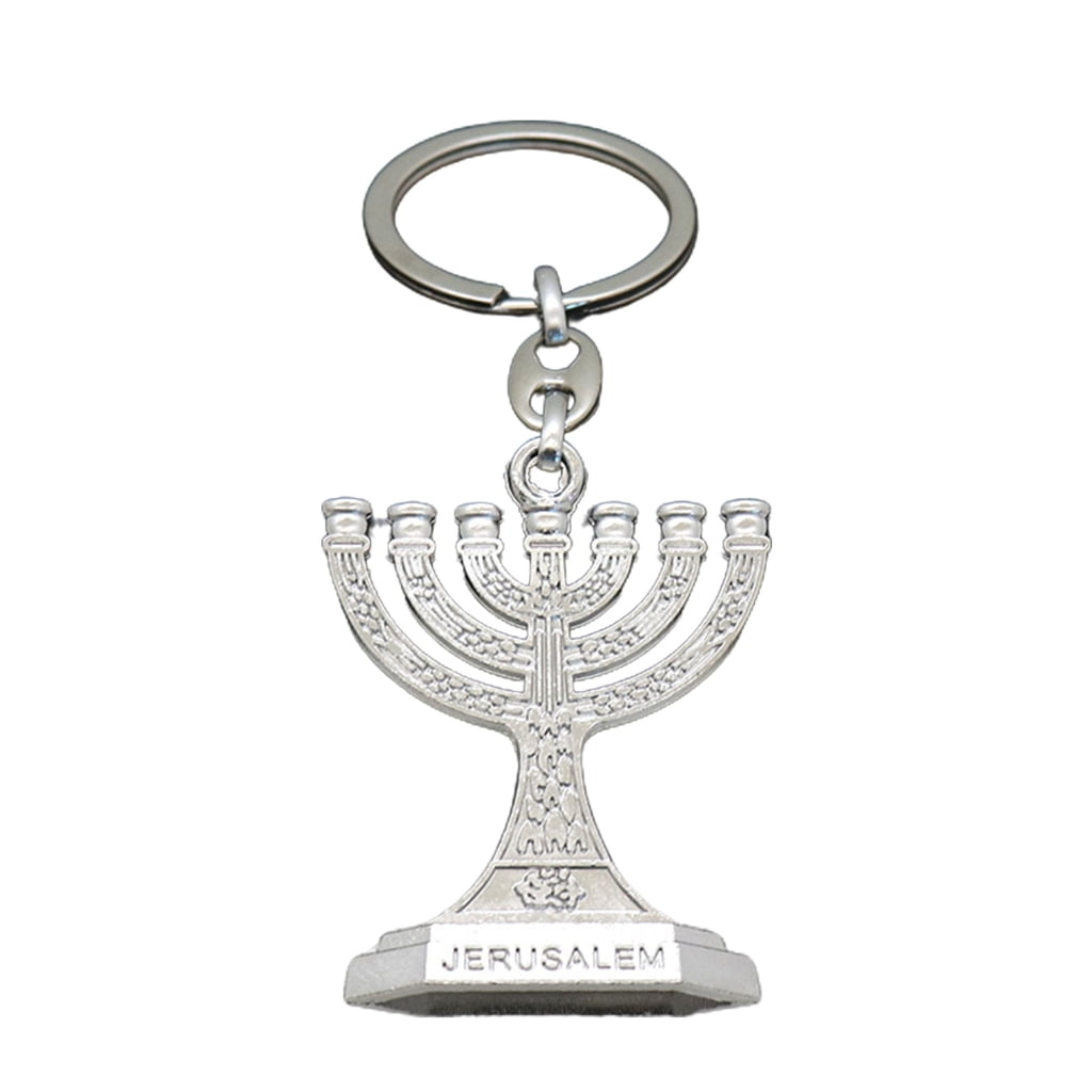 Necvior Traditional Menorah 7 Branch Jewish Candle Holder Keychain 12 ...