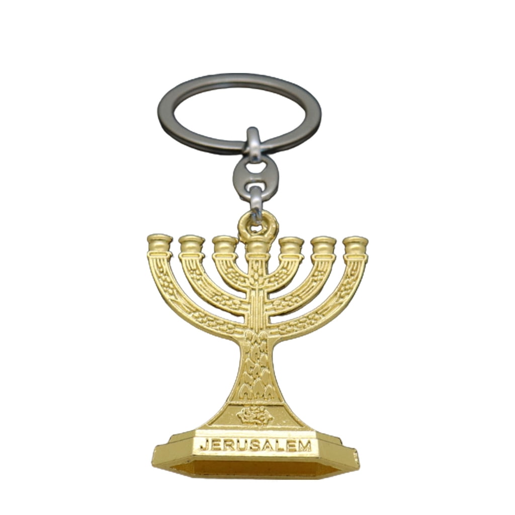 Necvior Traditional Menorah 7 Branch Jewish Candle Holder Keychain 12 ...