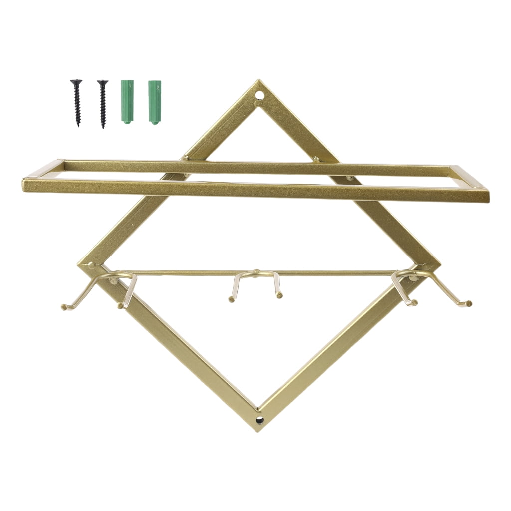 Necvior Wall Mounted Metal Wine Rack Long Stem Glass Holder Wine Bottle ...