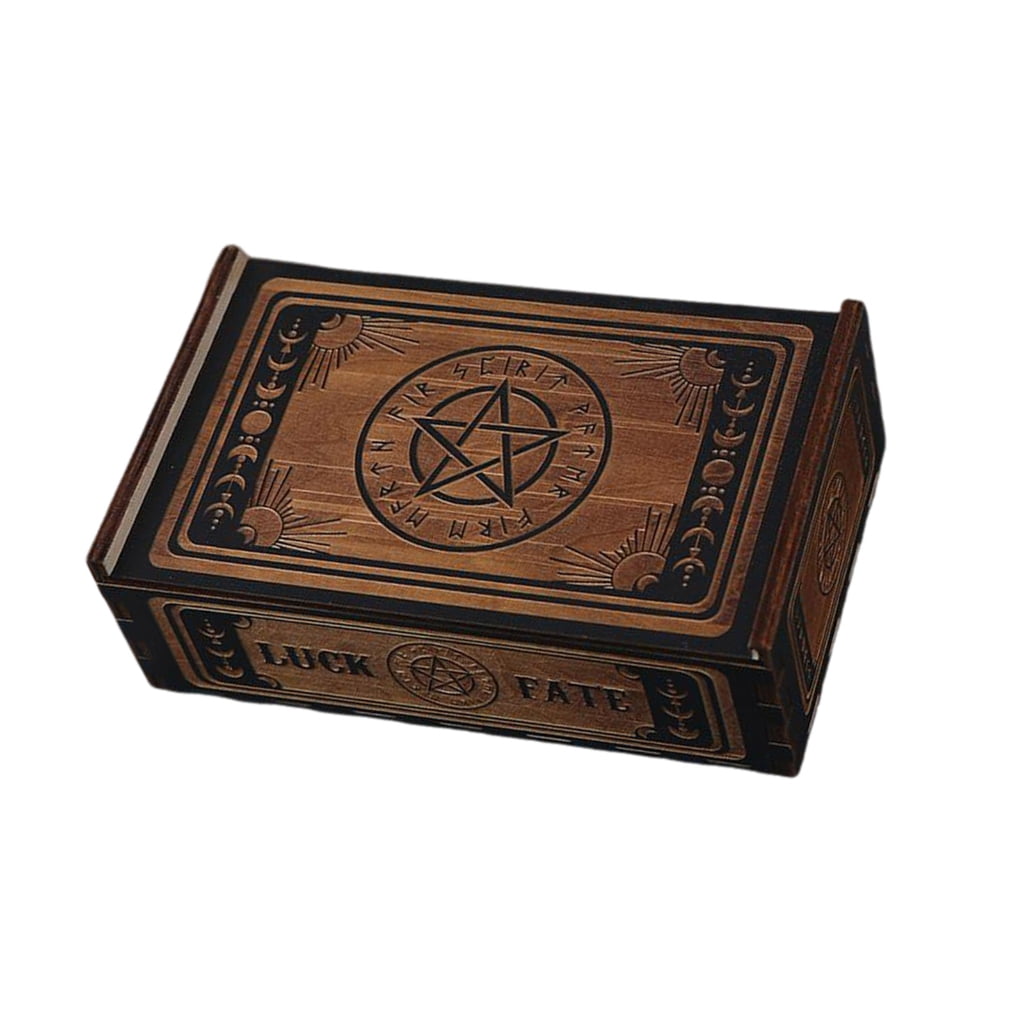 Necvior Wood Tarot Card Storage Case Astrologys Divination Storage Case ...