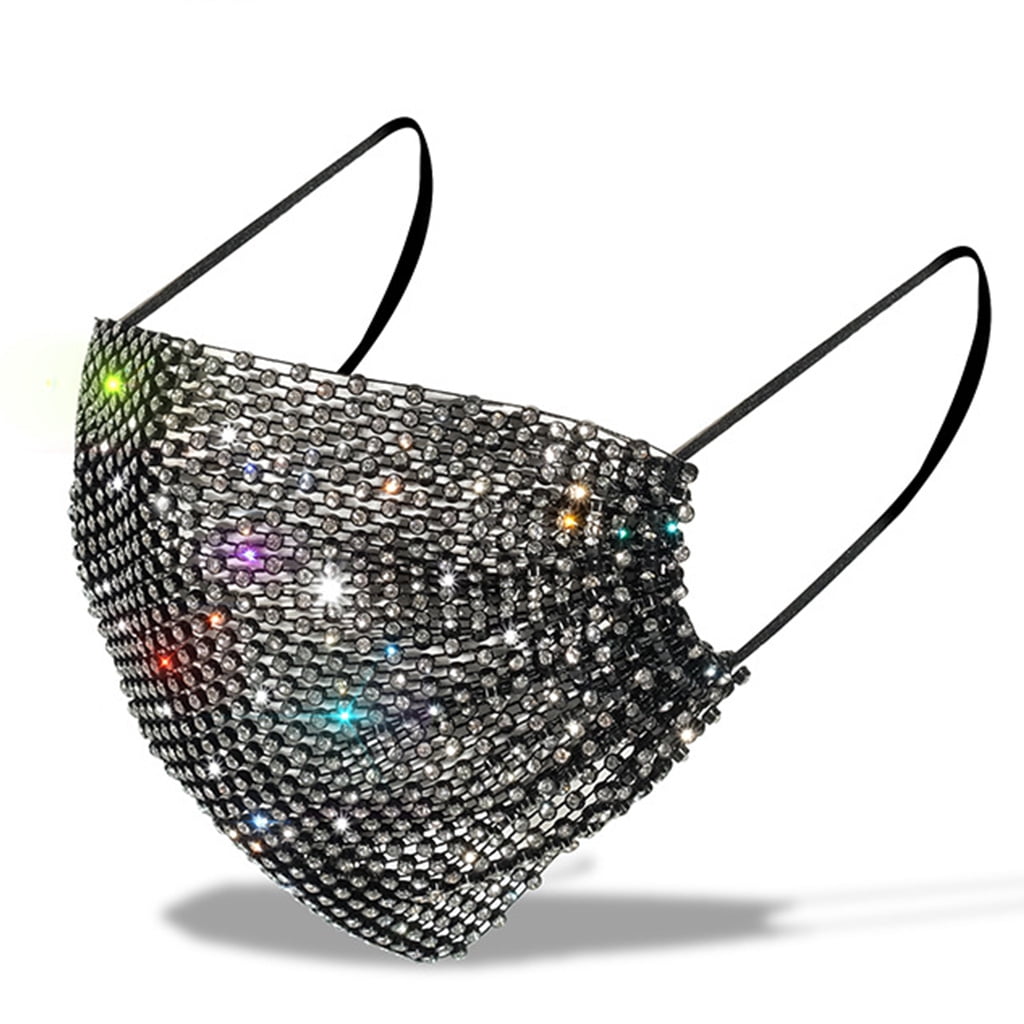 Necvior for Rhinestone Mesh Face Crystal Mesh Masquerade Nightclub ...