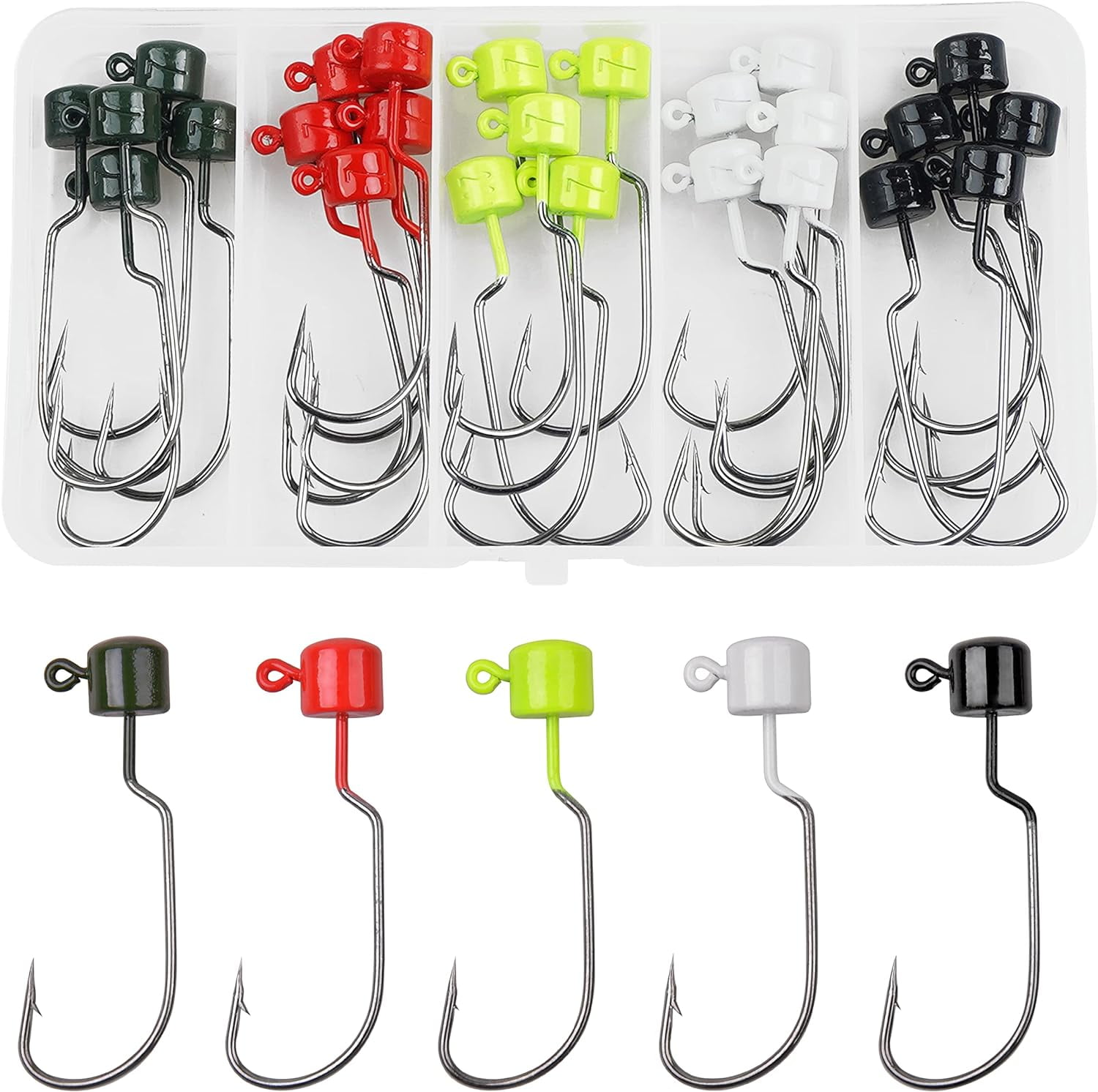 Ned Rig Jig Heads Kit,25pcs Finesse Mushroom Shroom Jig Hooks for Soft ...