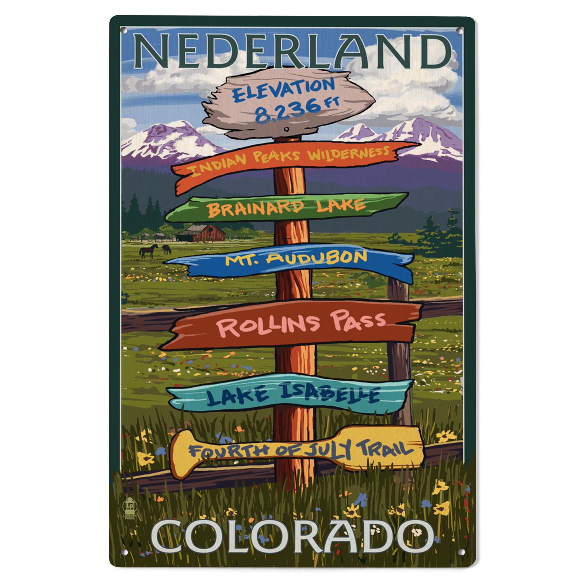 Nederland, Colorado, Destinations Sign Birch Wood Wall Sign (6x9 Rustic ...