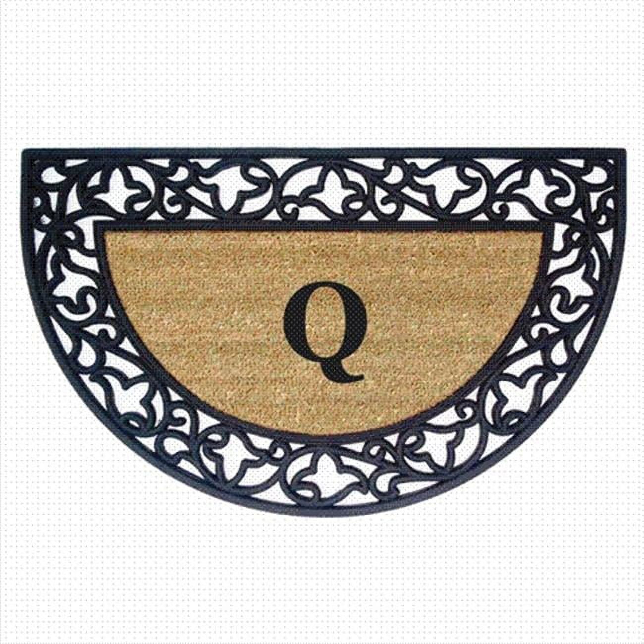 Nedia Home Acanthus Border 22 x 36 In. Half Round Rubber-Coir Doormat ...