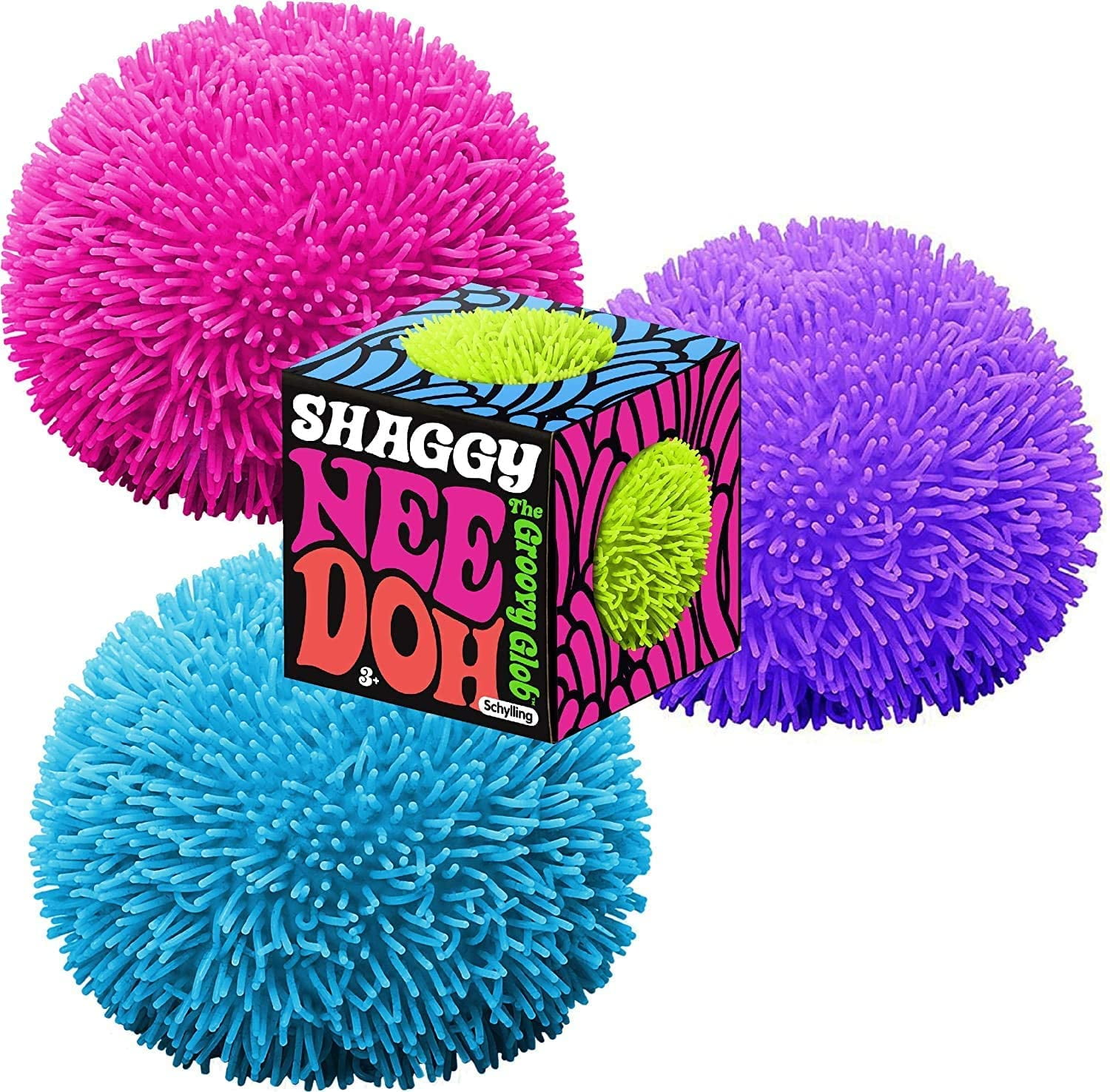 Nee-Doh Schylling Shaggy Groovy Glob! Squishy, Squeezy, Stretchy Stress Balls Neon Colors Gift ...
