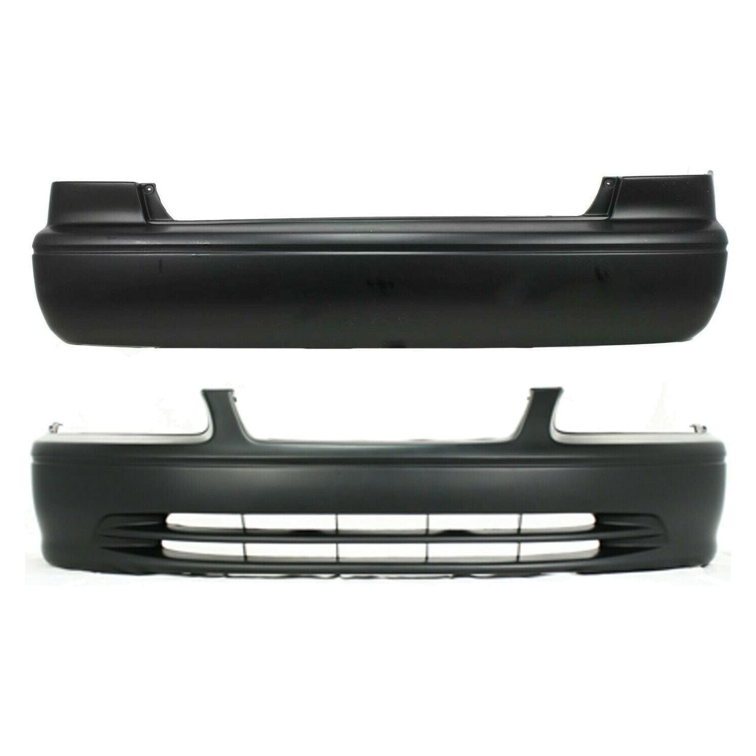 Nee Haoww 2-Piece Front and Rear Primed Plastic Bumper Cover Set with ...