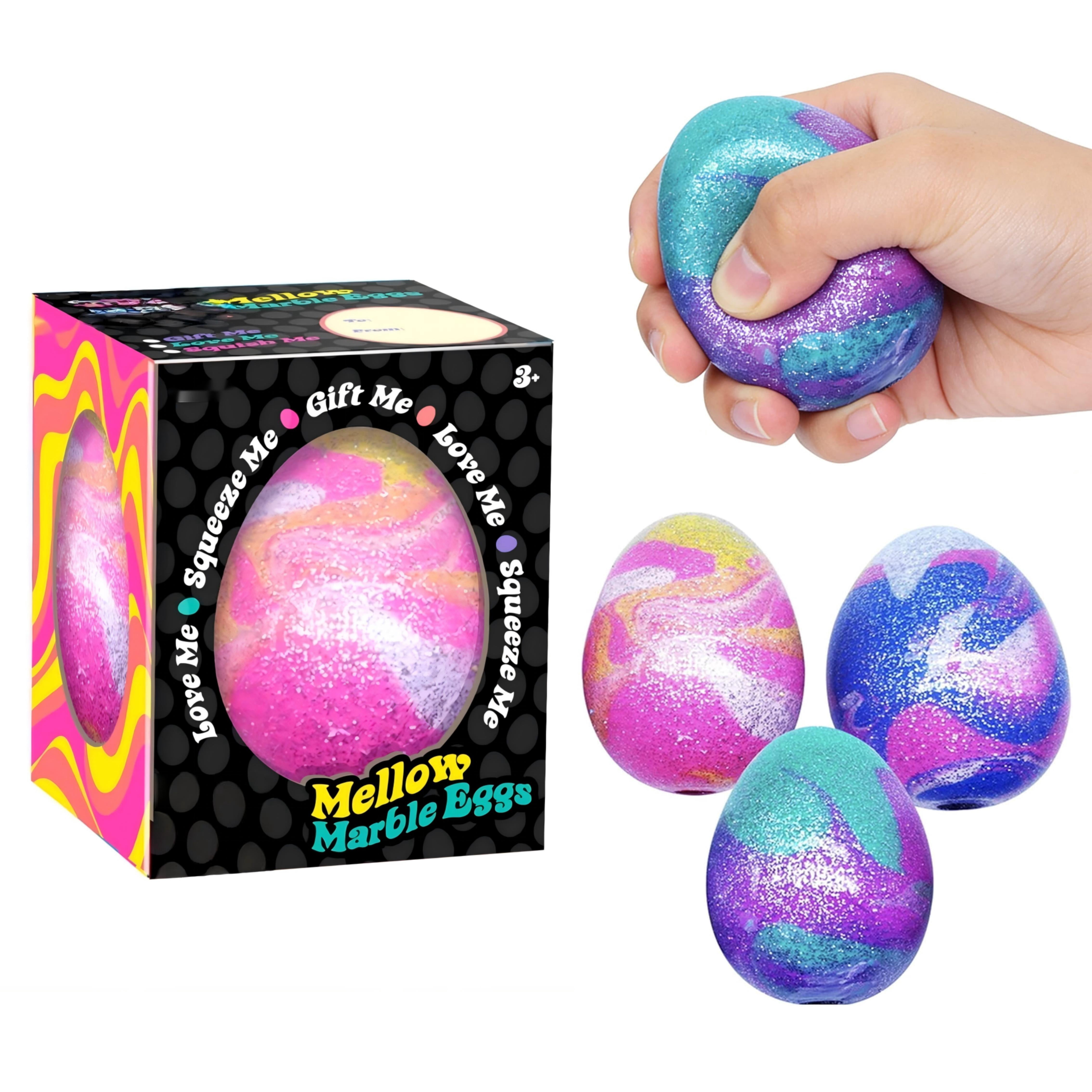 NeeDo Mellow Marble Easter Eggs Stress Ball, 2.5" Glitter Easter Basket ...
