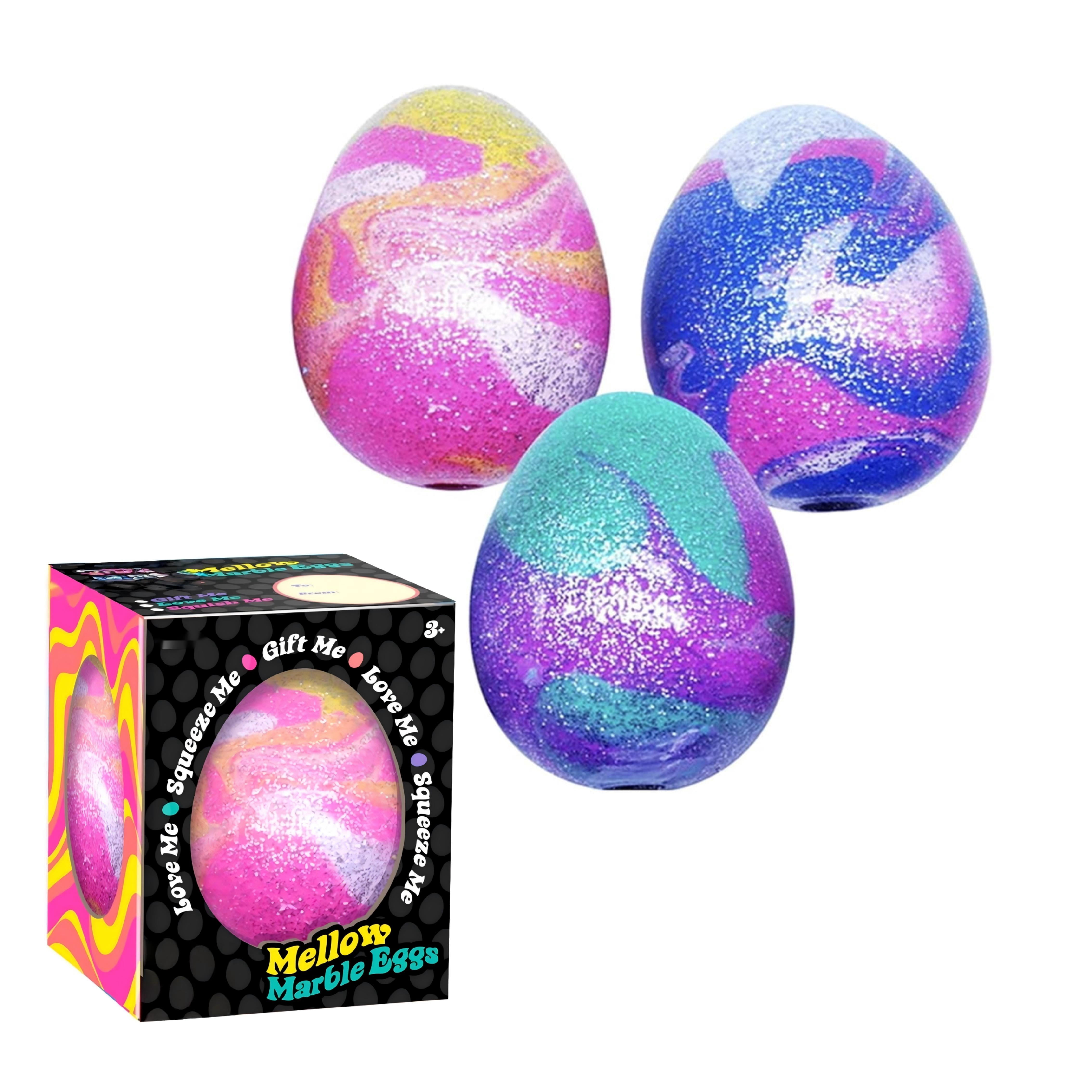NeeDo Mellow Marble Easter Eggs Stress Balls - Pack of 3, 2.5" Glitter ...