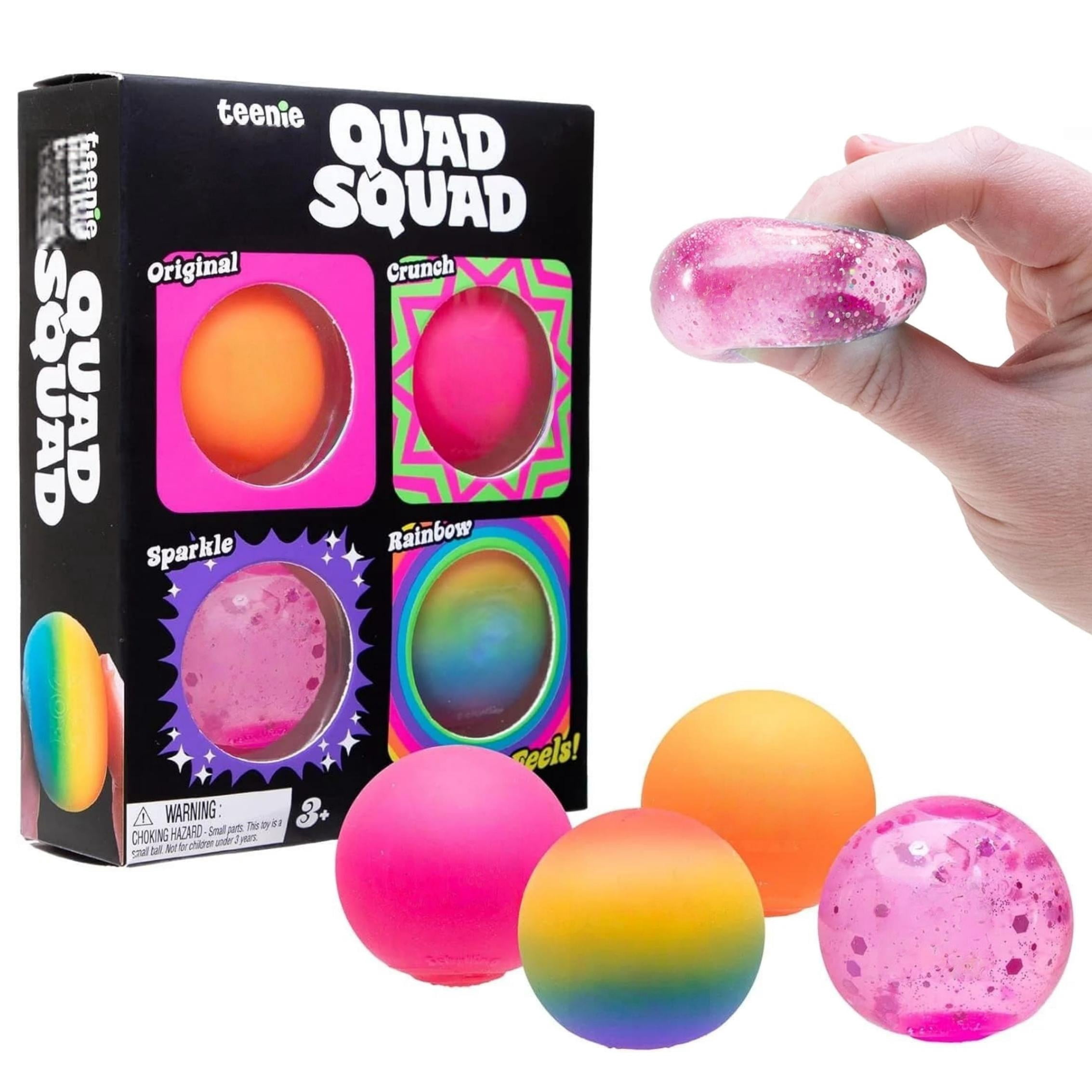 NeeDo Teenie Quad Squad Stress Balls - Pack of 4, 1.5" Squeeze Sensory ...