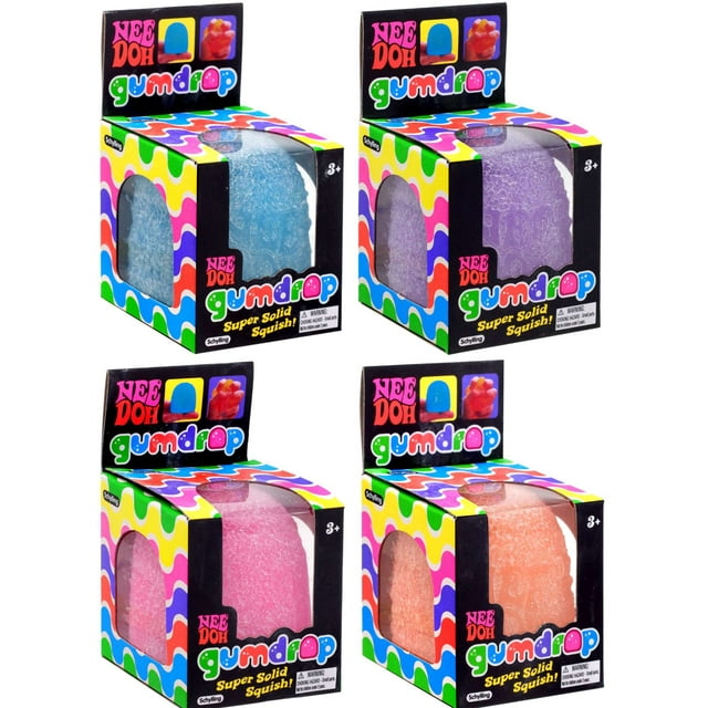 NeeDoh Gumdrop Blue, Purple, Pink & Orange Set of 4 Stress Balls ...