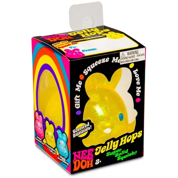 Schylling NeeDoh Jelly Hops YELLOW Stress Ball (Squish & Sniff Bunny ...