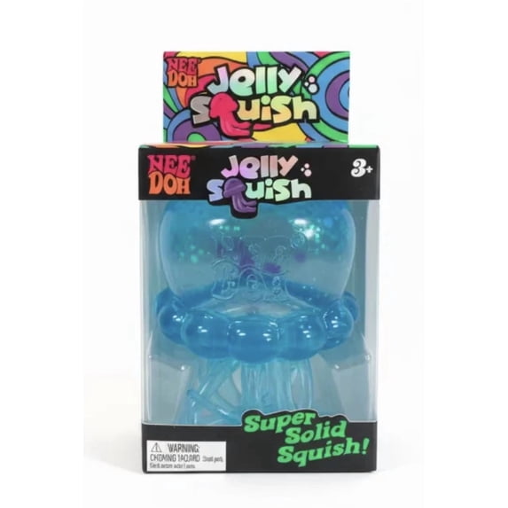NeeDoh Jelly Squish Super Solid Squish Jellyfish Stress Ball, Blue (1 ...