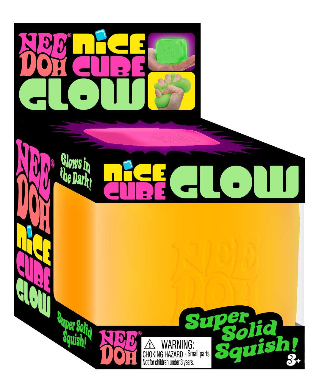 NeeDoh Nice Cube GLOW ORANGE Stress Ball (Glows in the Dark!) - Walmart.com
