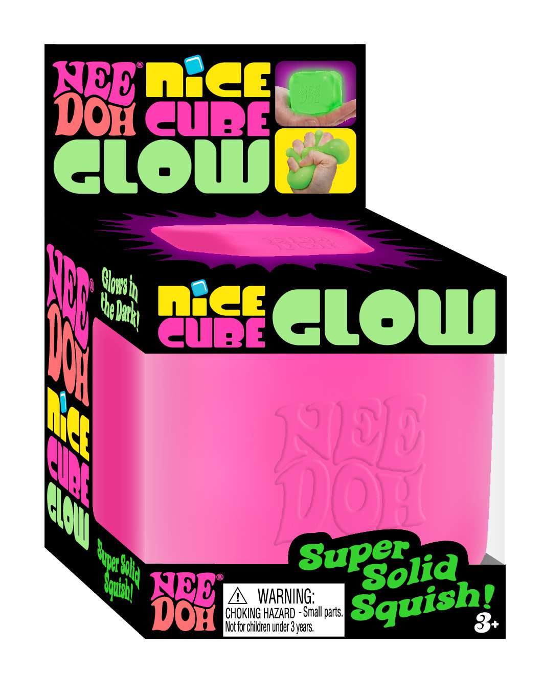 Needoh Nice Cube Glow Pink Stress Ball Glows In The Dark Walmart