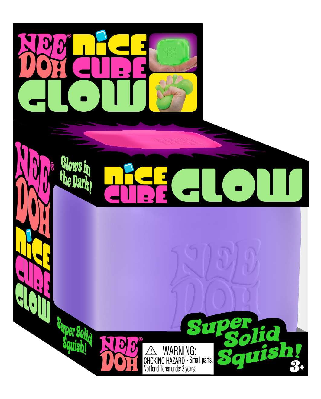 NeeDoh Nice Cube GLOW PURPLE Stress Ball (Glows in the Dark!) - Walmart.com