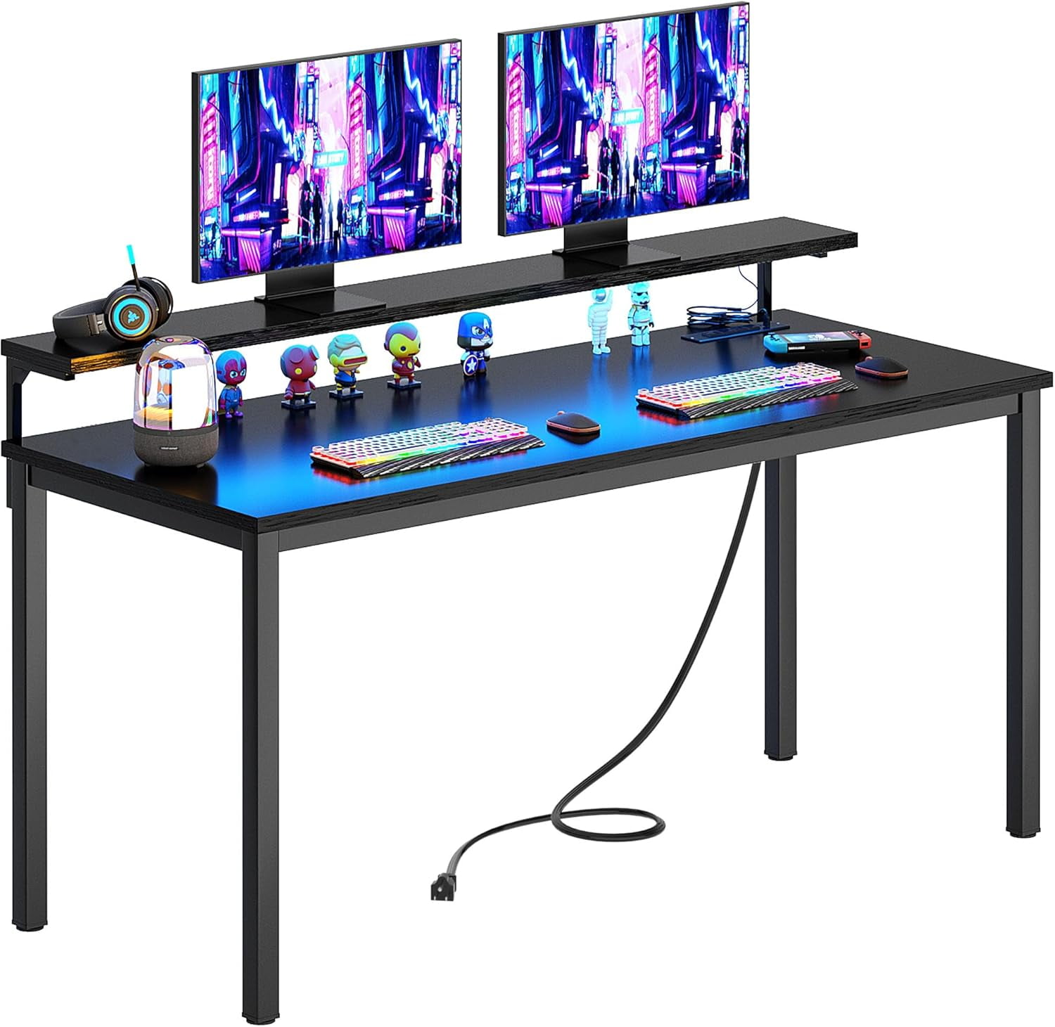 Need 60 inch Computer Desk with LED Lights & Power Outlets, Large Home ...