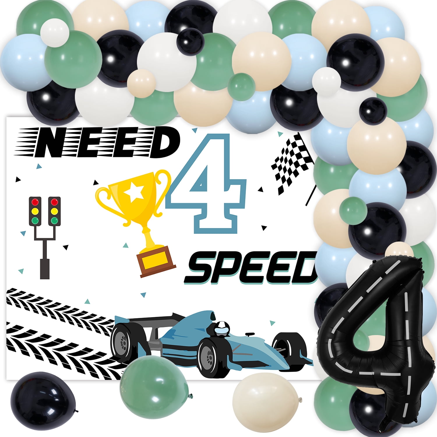 Need Four Speed Birthday Decorations Boys - Racing Car Green Black ...