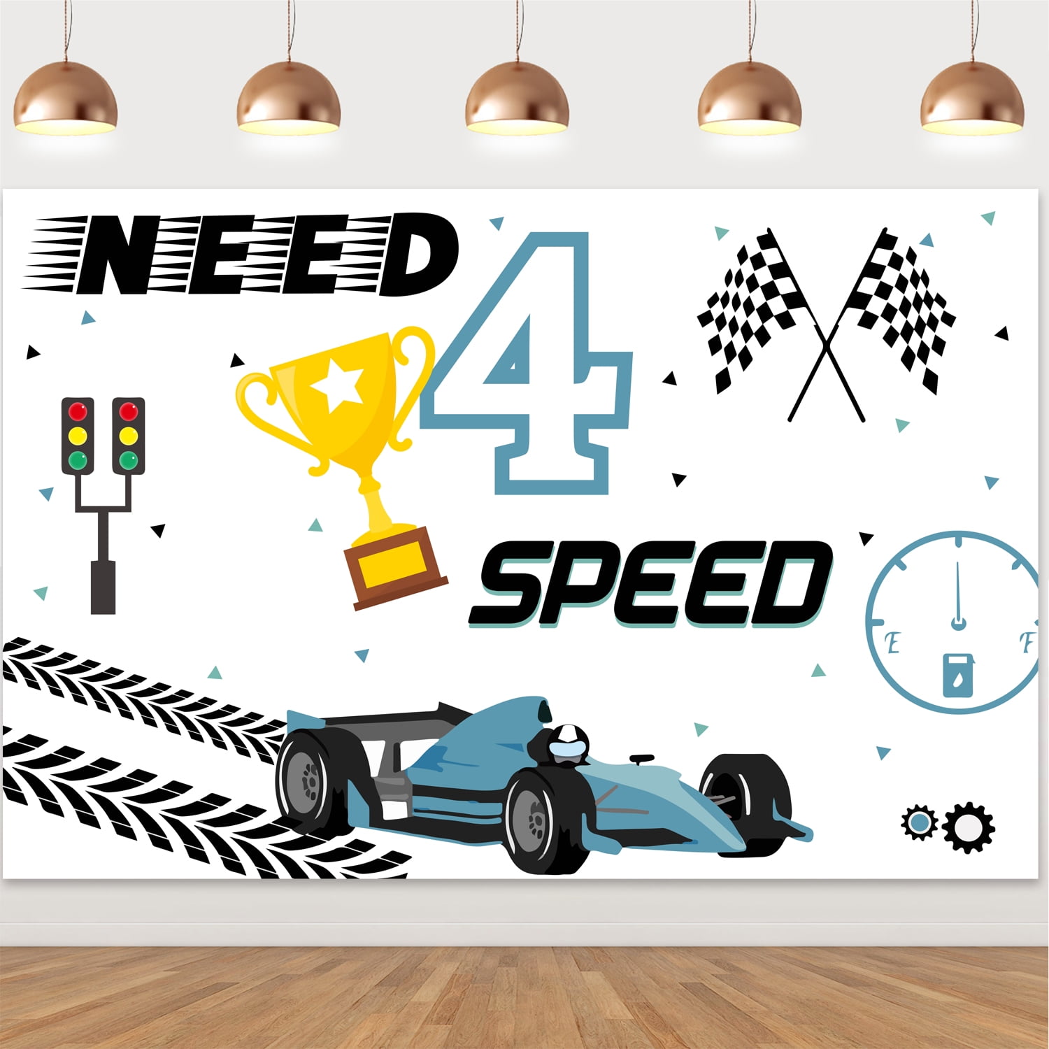 Need Four Speed Blue Racing Theme Birthday Party Decorations for Boys ...