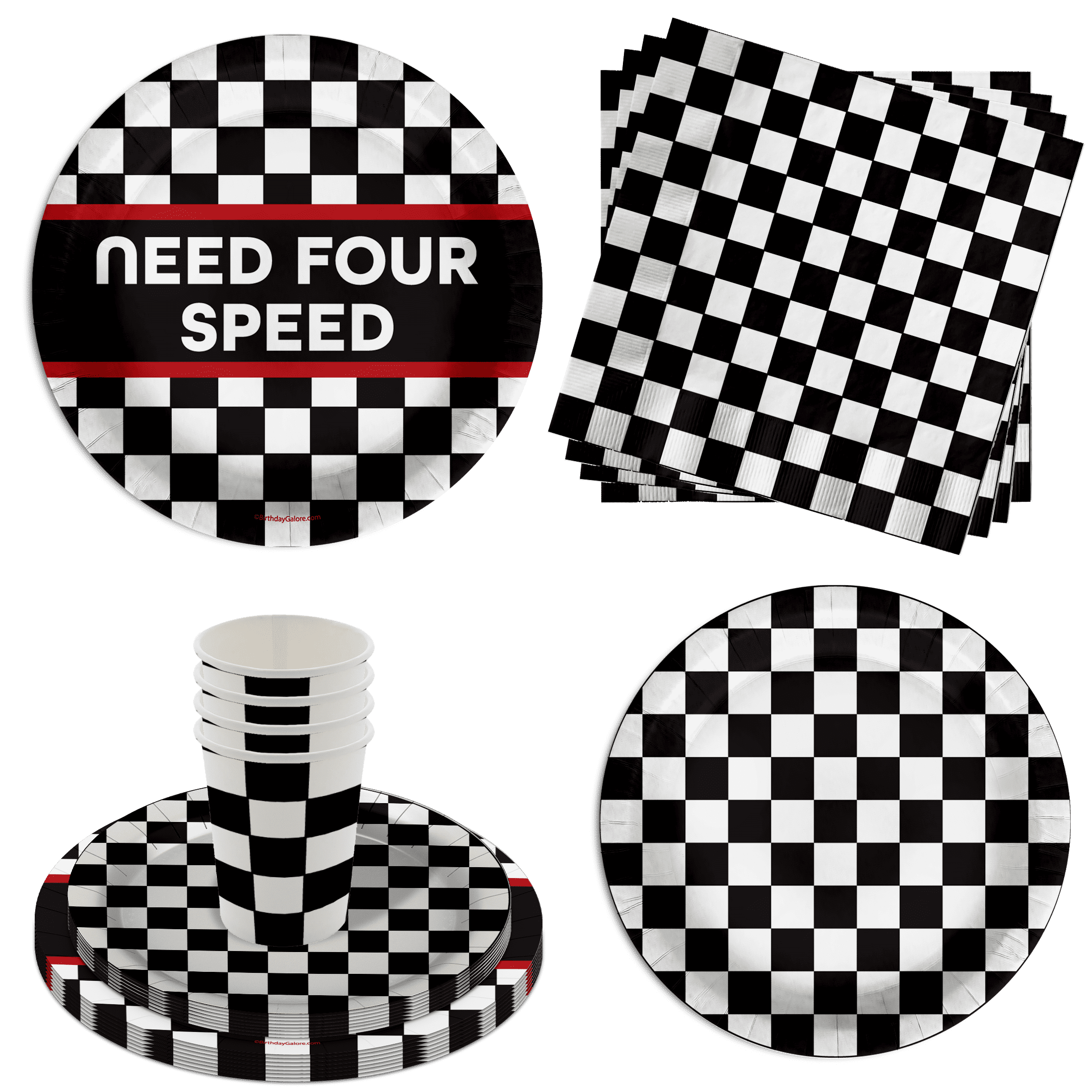Need Four Speed Checkered Flag Racing 4th Birthday Party Supplies 64 ...