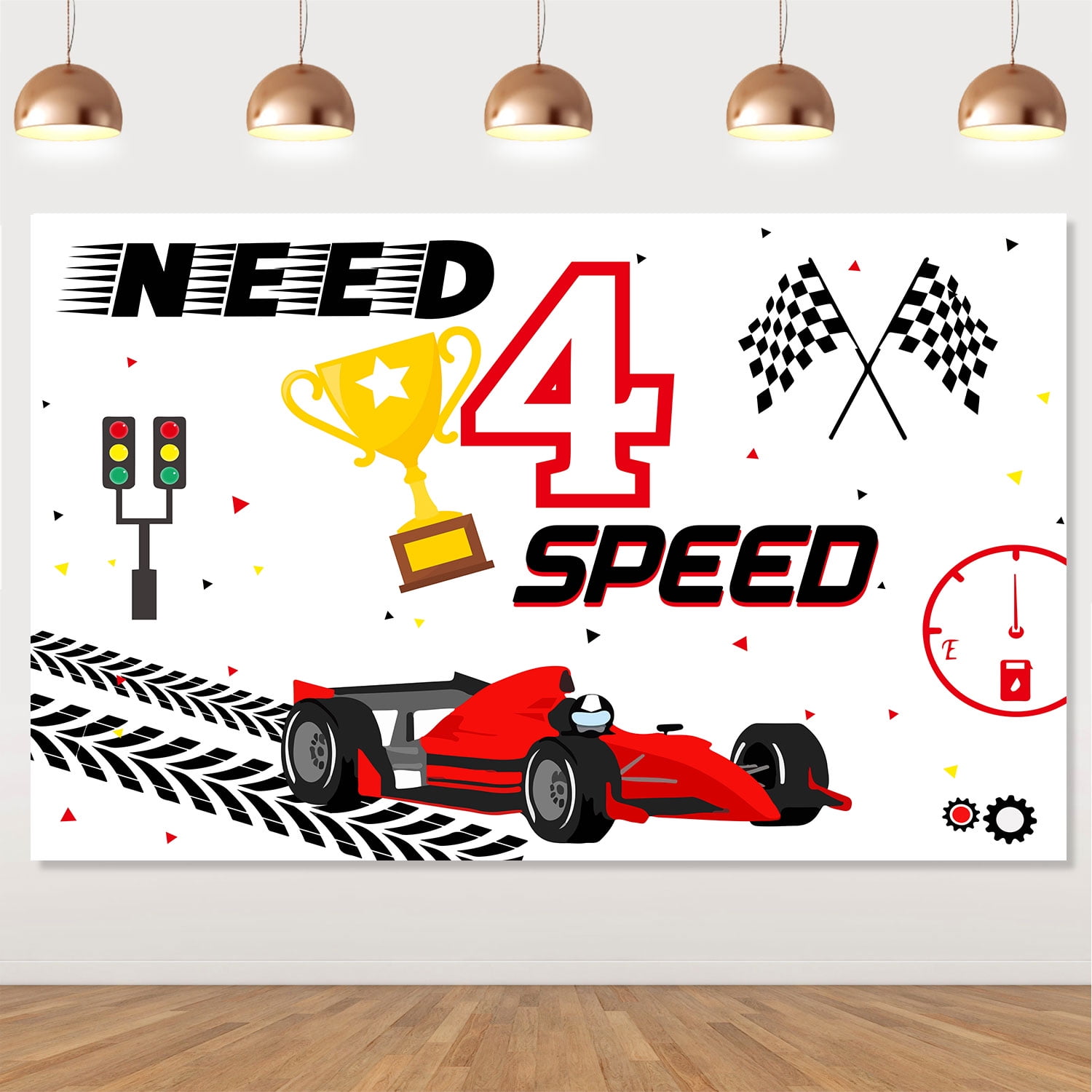 Need Four Speed Red and Black Racing Theme Birthday Party Decorations ...