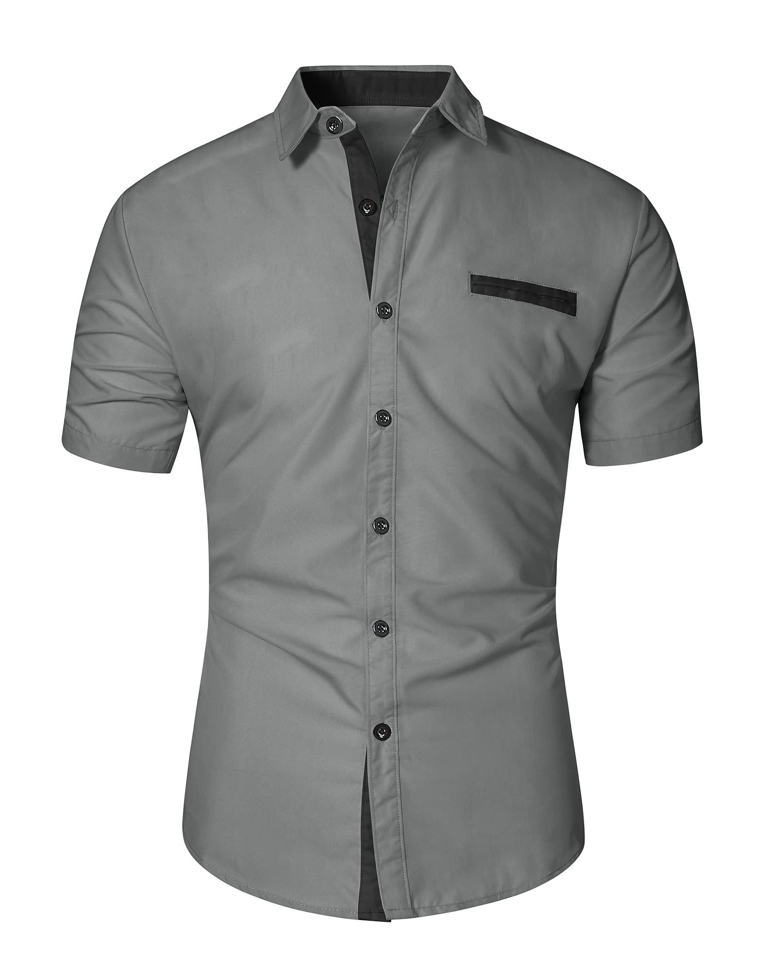 Needbo Mens Dress Shirts Regular Fit Short Short Sleeve Business